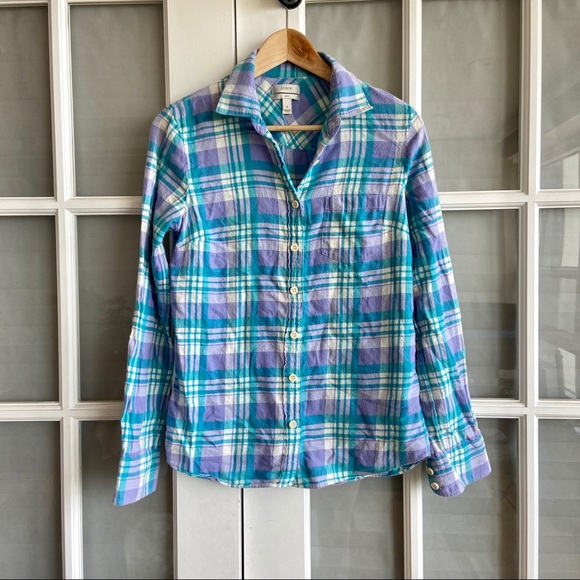 J. Crew | Tops | J Crew Plaid Flannel Boy Button Down Shirt | Poshmark
